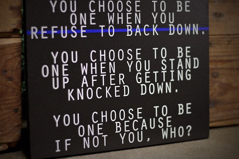 Thin Blue Line Nobody is Born Warrior Wood Sign Law Enforcement ...